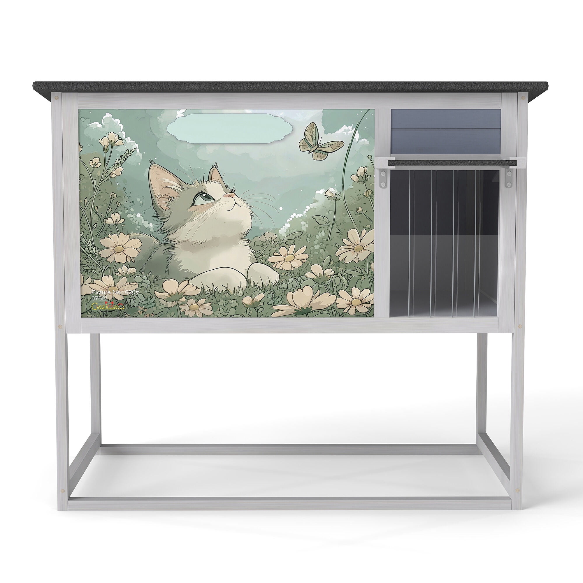 Pet Pens & Hutches Weatherproof Outdoor Cat House, Elevated Feral Cat ...