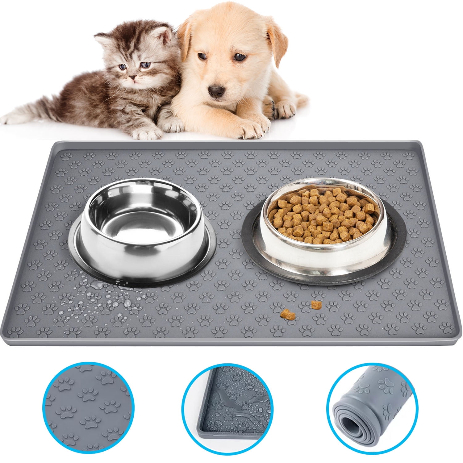"Pet Placemat, 18.9"" X 11.8"" Waterproof Feeding Mat Tray for Dogs ...