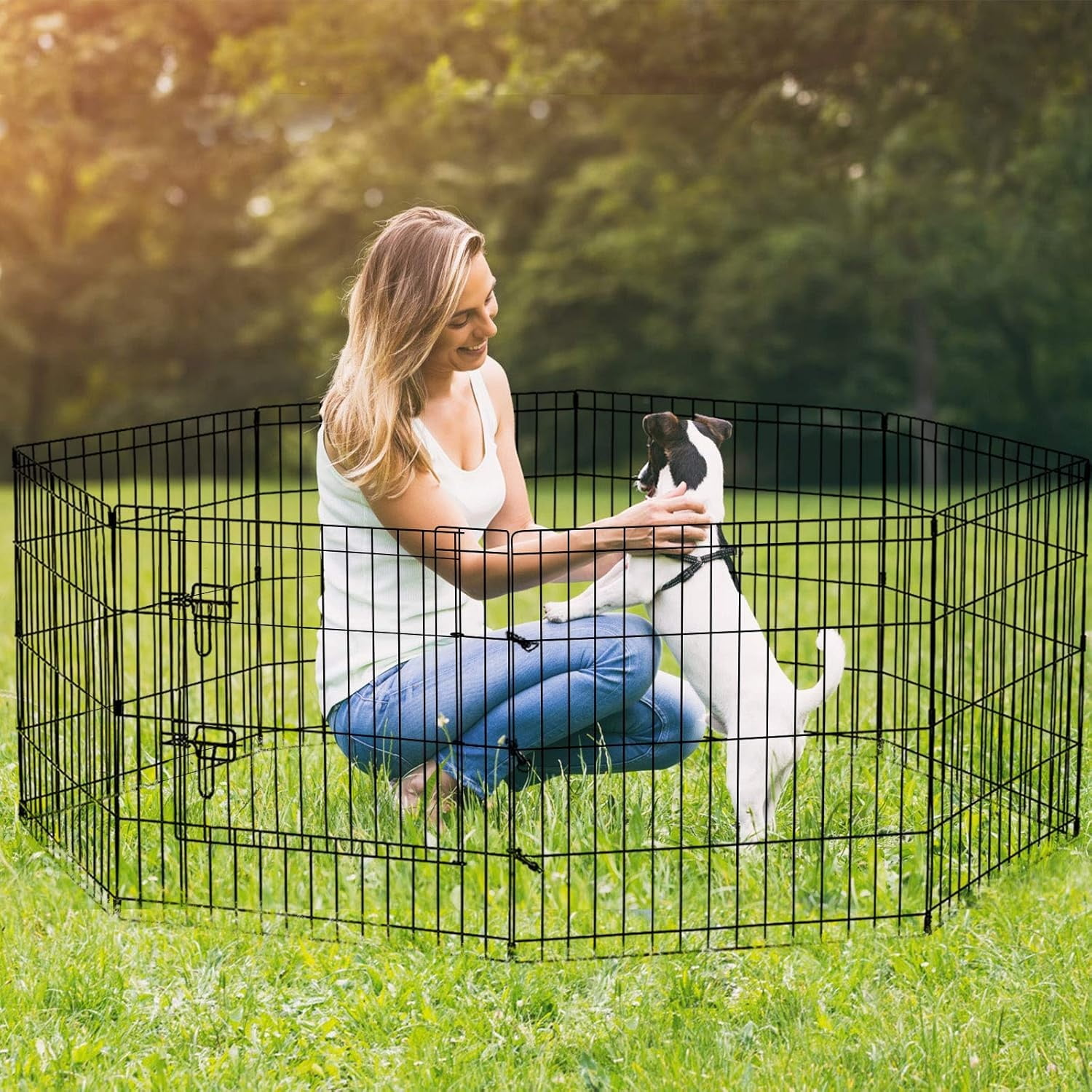 Pet Playpen 8 Panel 24 Inch Indoor Outdoor Metal Portable Folding ...