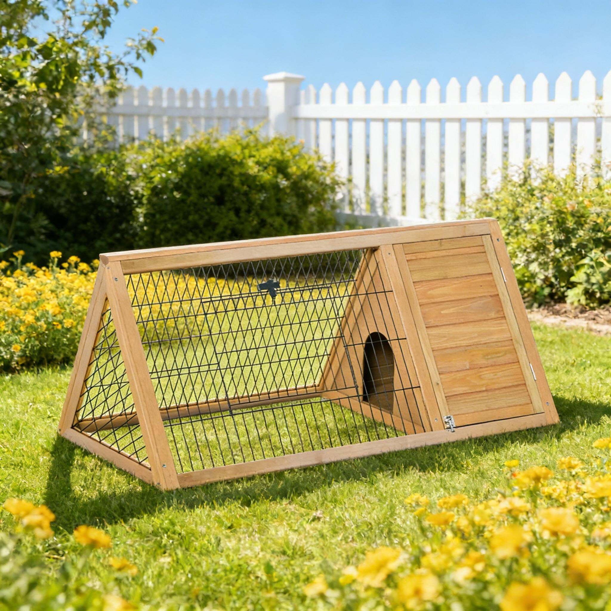 Pet Playpen A-Frame Wooden Pet House,Small Animal Cage Rabbit Hutch,Dog ...