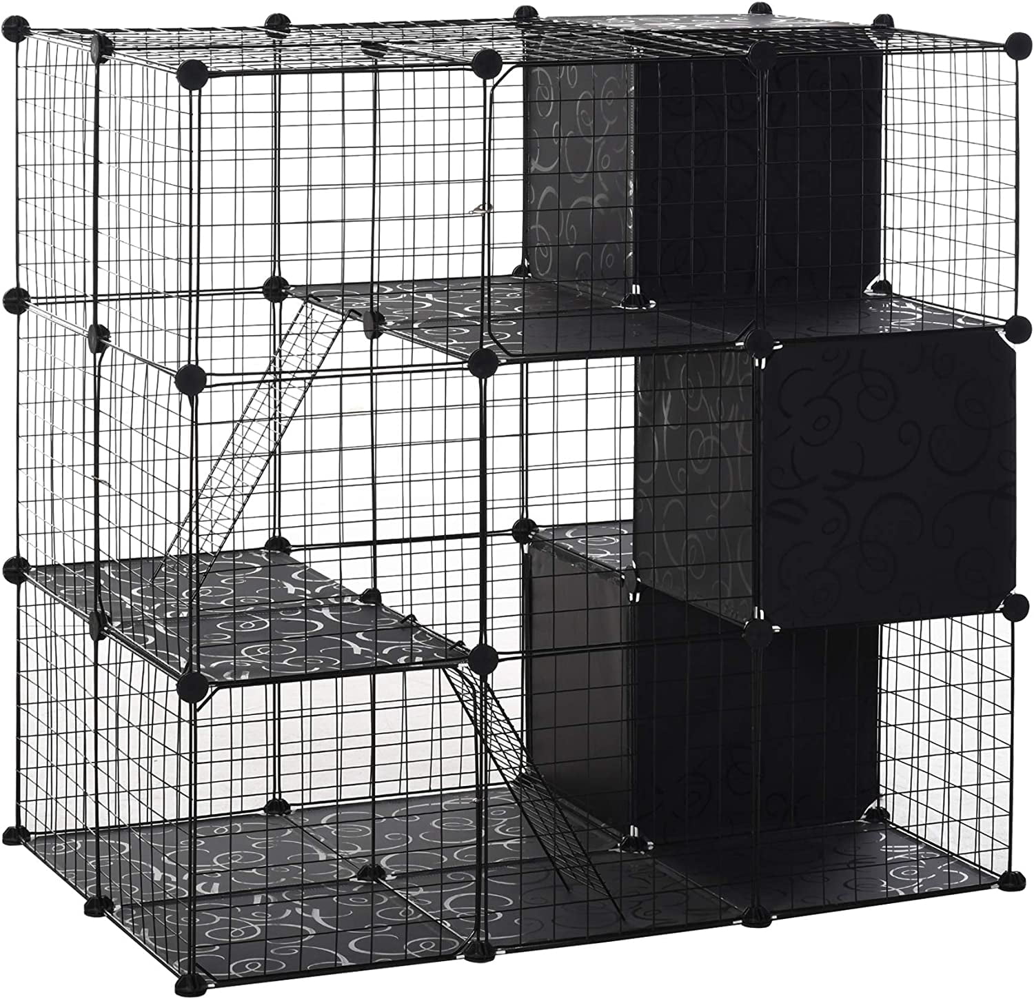 Pet Playpen Small Animal Cage 56 Panels with Doors, Ramps and Storage ...