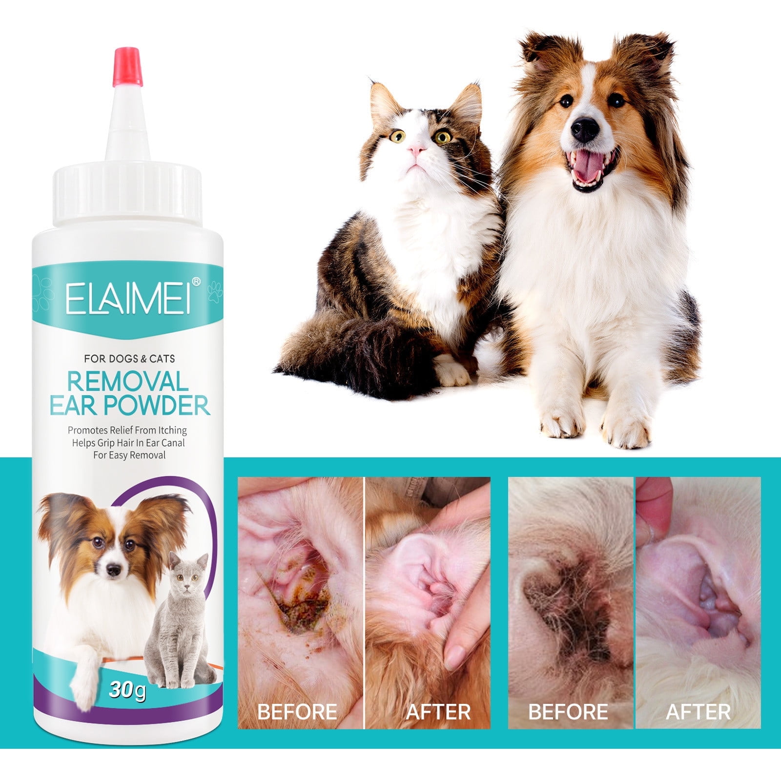Pet Plucking Ear Powder for Dogs and Cats, Painless Hair Removal ...