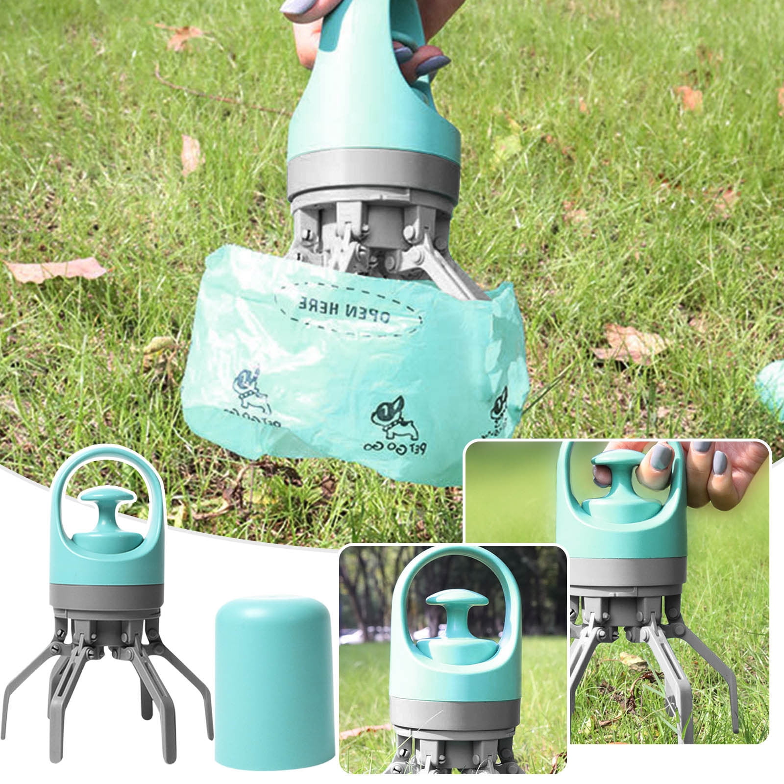 Pet Pooper Scooper， Portable Claw with Built-In Poop Bag， Dispenser ...