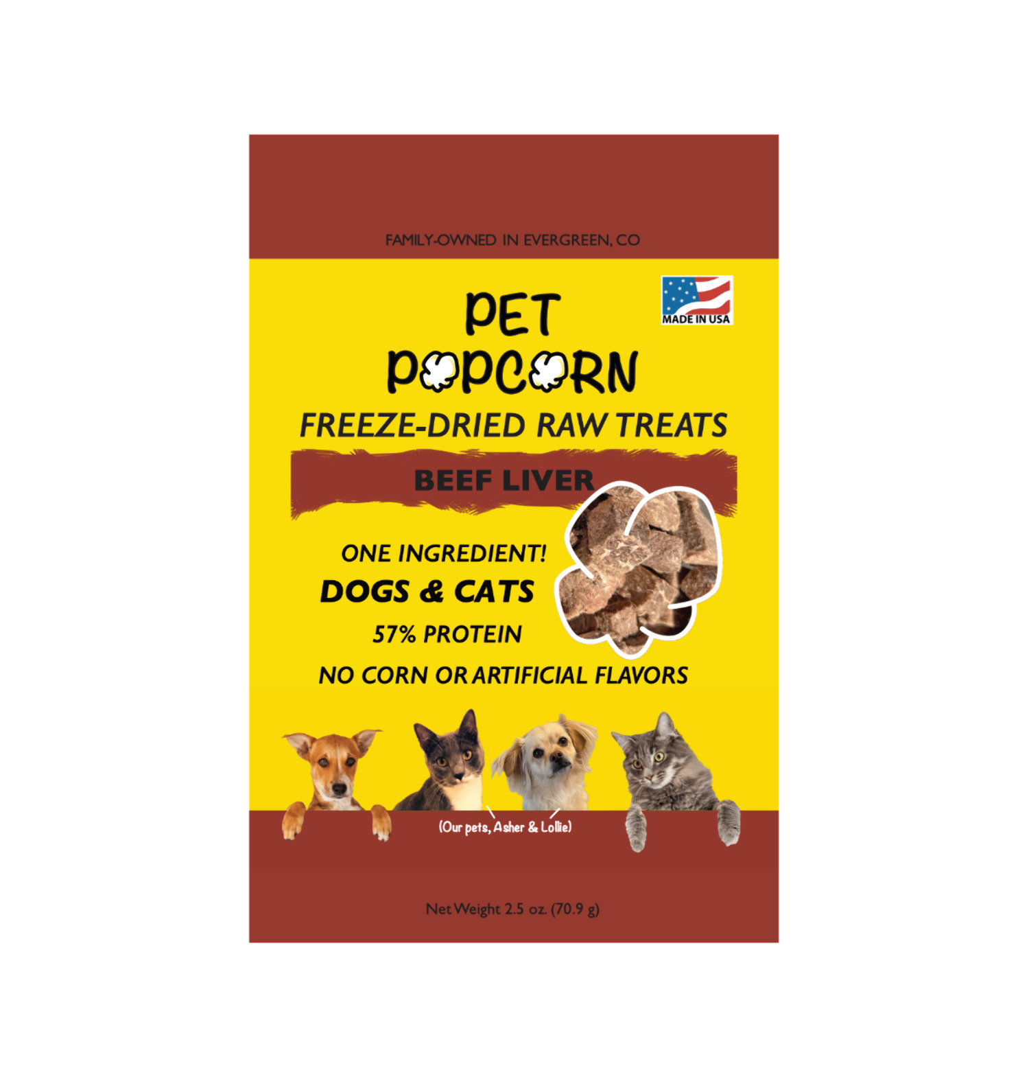 Pet Popcorn Beef Liver Freeze-Dried, 1 Ingredient Treats for Dogs and ...