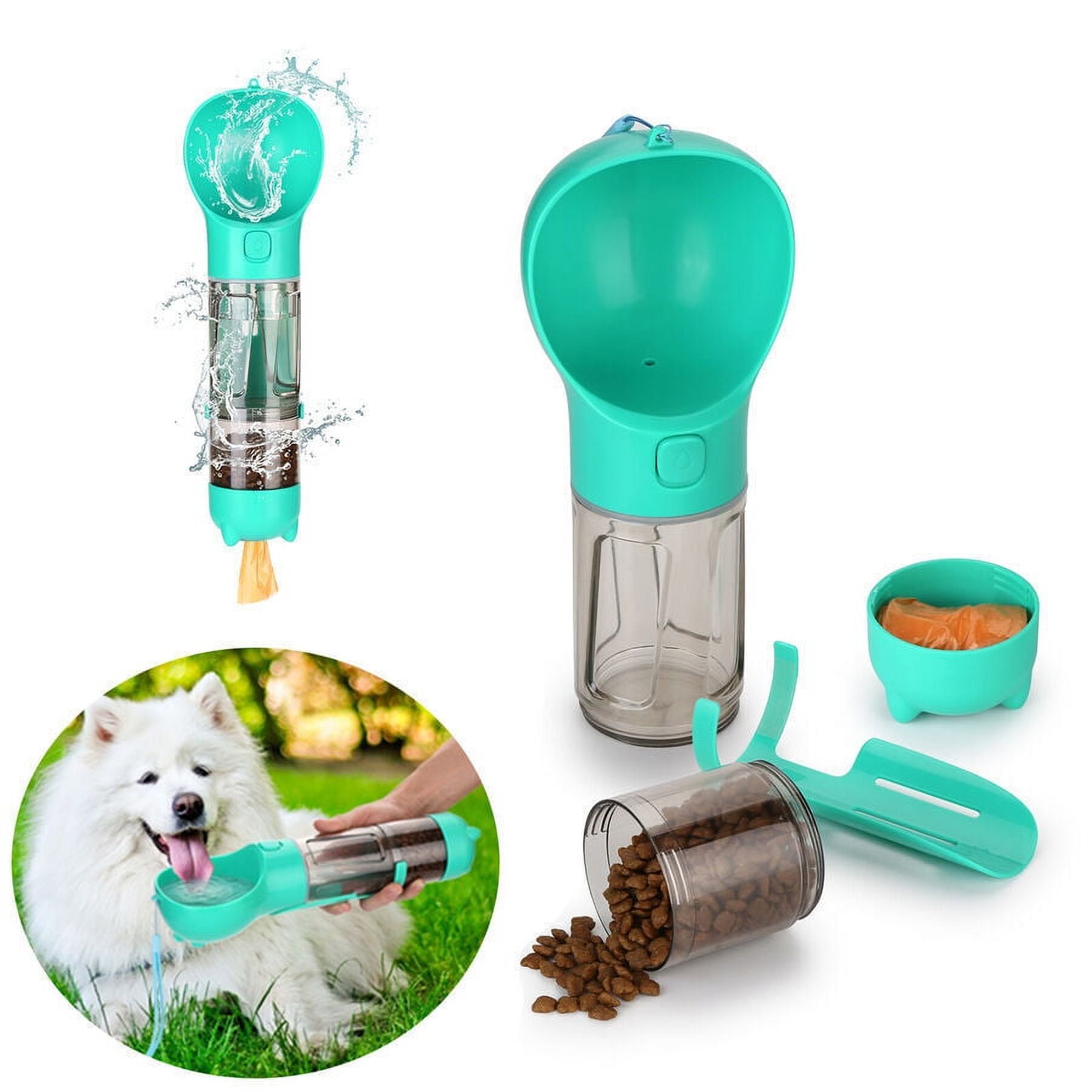 Pet Portable Water Bottle Dispenser Feeder Tray Bowl with Stool Bag ...