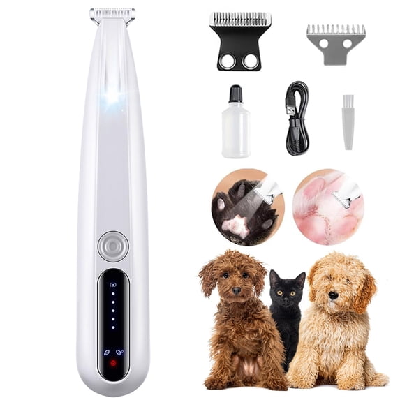 Pet Precision Trimmer, Dog Paw Trimmer with LED Light, Low Noise, IP68 ...