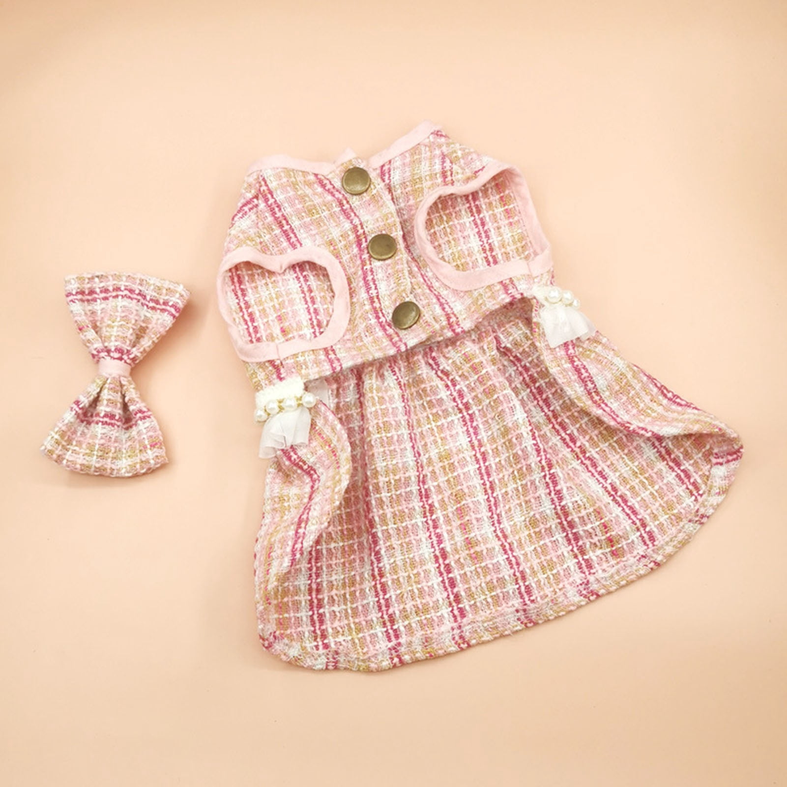 Pet Princess Dress Set with Floral Bow Headdress and Faux Pearl ...