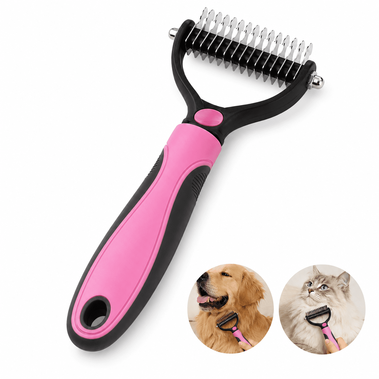 Pet Pro Grooming Tool, 2-in-1 Double Sided Dog & Cat Deshedding Brush ...