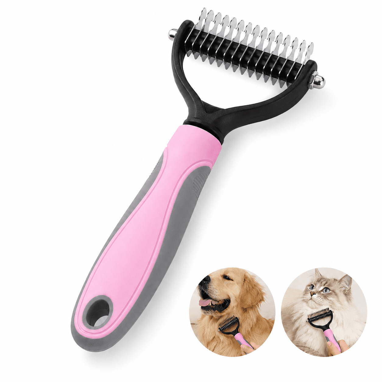 Pet Pro Grooming Tool, 2-in-1 Double Sided Dog & Cat Deshedding Brush ...