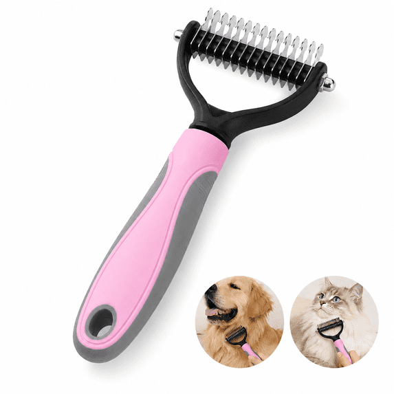 Pet Pro Grooming Tool, 2-in-1 Double Sided Dog & Cat Deshedding Brush ...