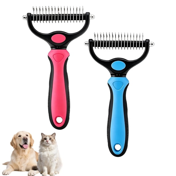 Pet Pro Grooming Tool, Dual-Sided Pet Grooming Comb for Dogs & Cats ...