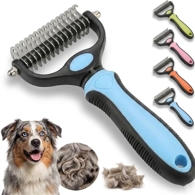 Pet Pro Grooming Tool and Undercoat Rake for Dogs and Cats, Double ...