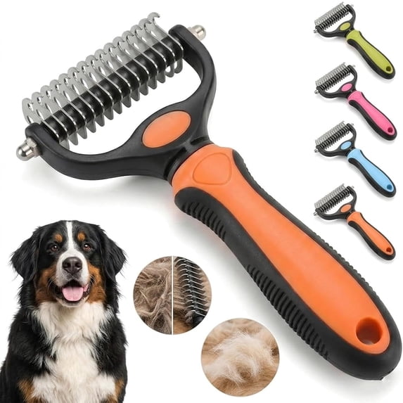 Pet Pro Grooming Tool and Undercoat Rake for Dogs and Cats, Double ...