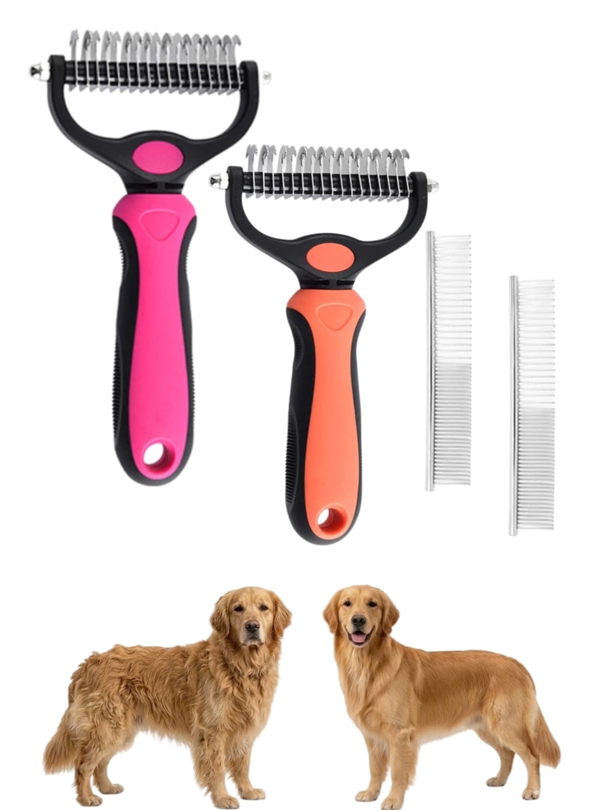Pet Grooming Tool for Dogs, Double Sided Pet Grooming Brush with 17 ...