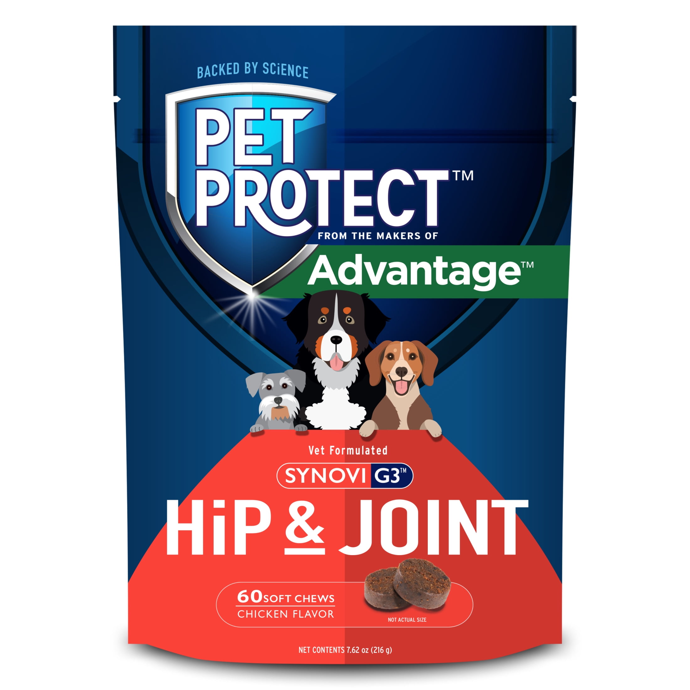 Pet Protect Vet-Formulated Hip & Joint Supplement for Dogs, 60 Chews ...