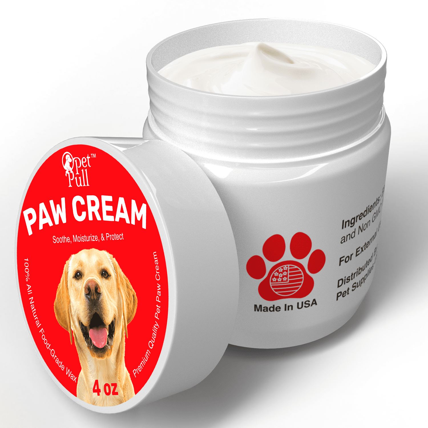 Pet Pull Paw Cream (4 oz) Dog Paw Protector for Heat, Cold & Rough ...