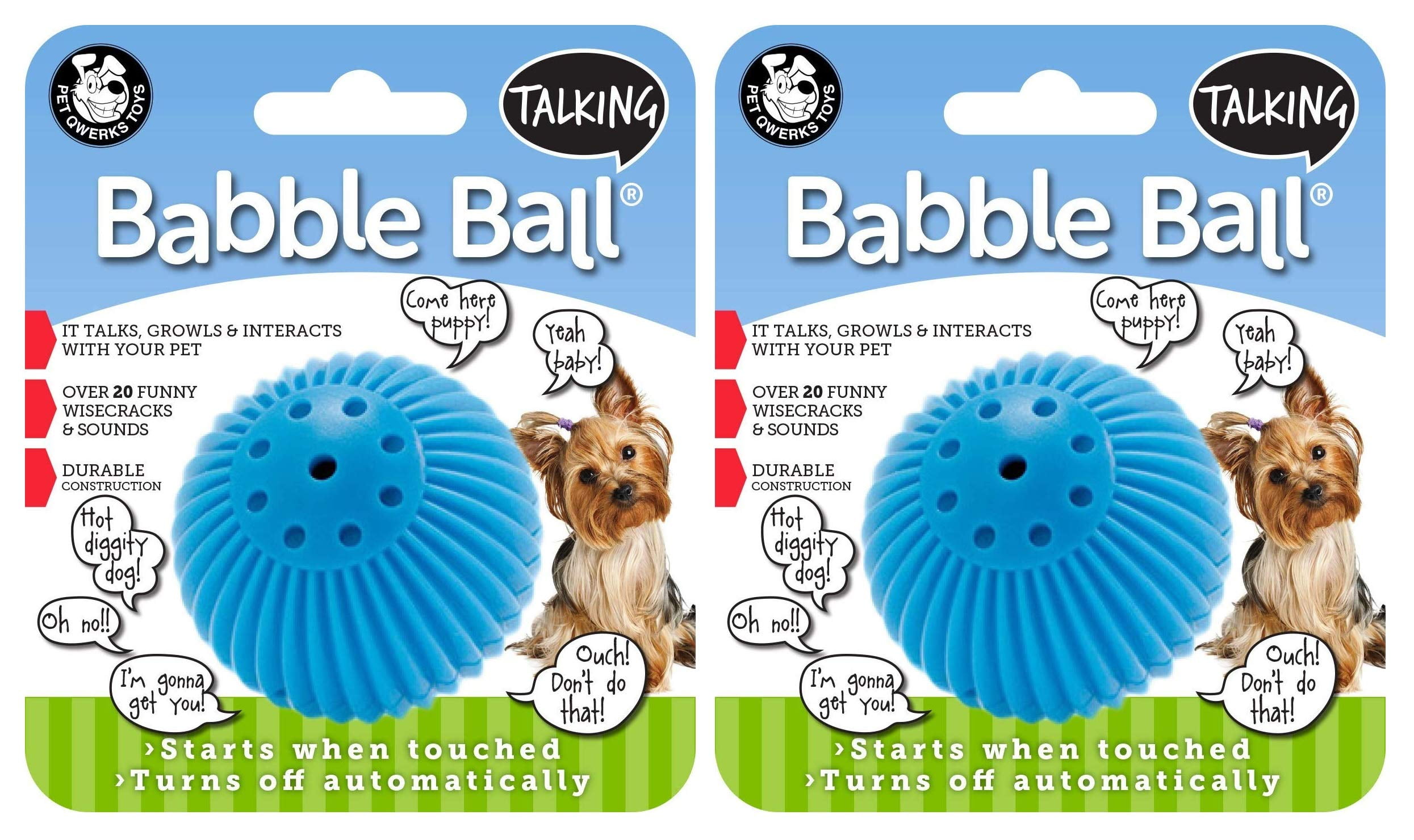 Pet Qwerks 2 Pack of Talking Babble Ball Interactive Dog Toys, Small ...