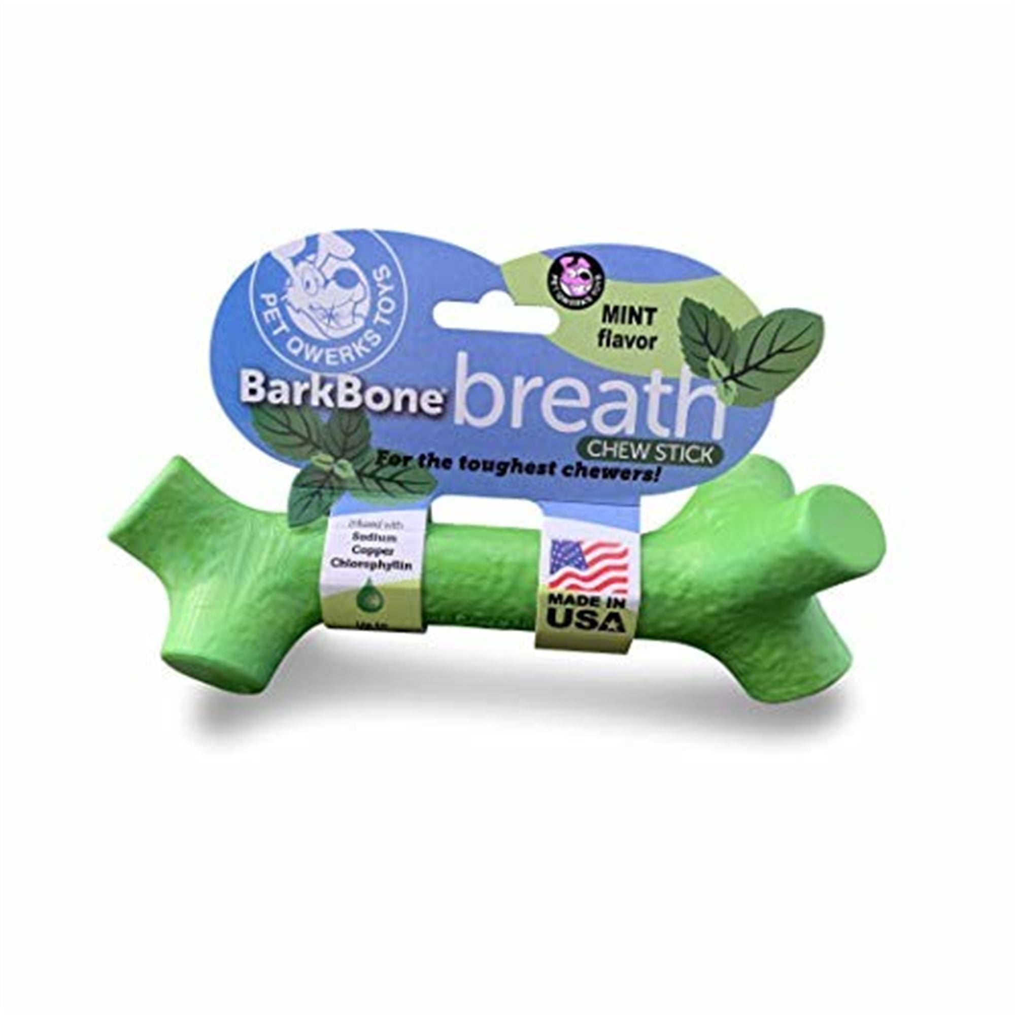 Pet Qwerks BarkBone Breath Stick For Aggressive Chewers, XL, Mint ...