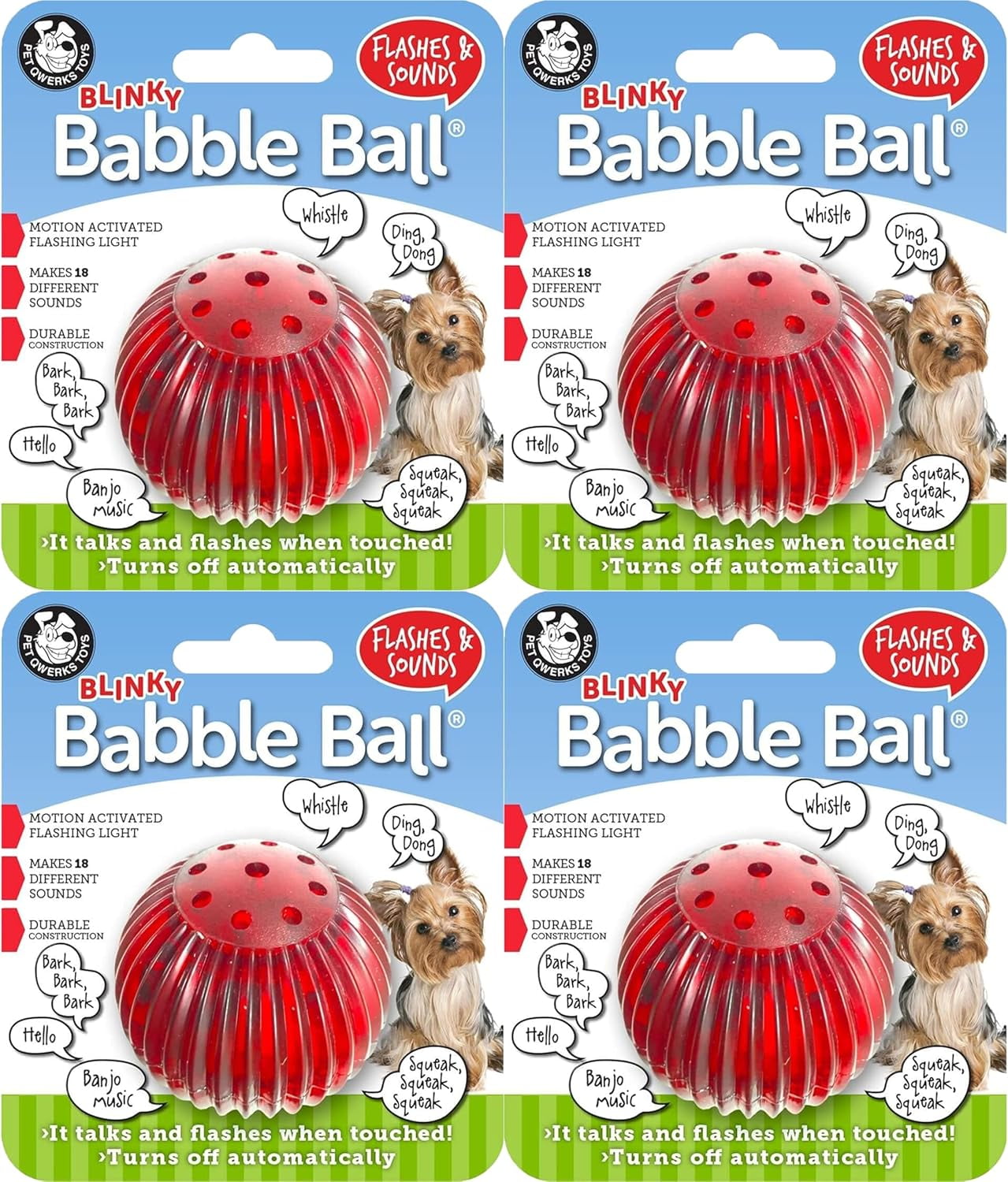 Pet Qwerks Blinky Babble Ball - Flashing Interactive Chew Dog Toy ...