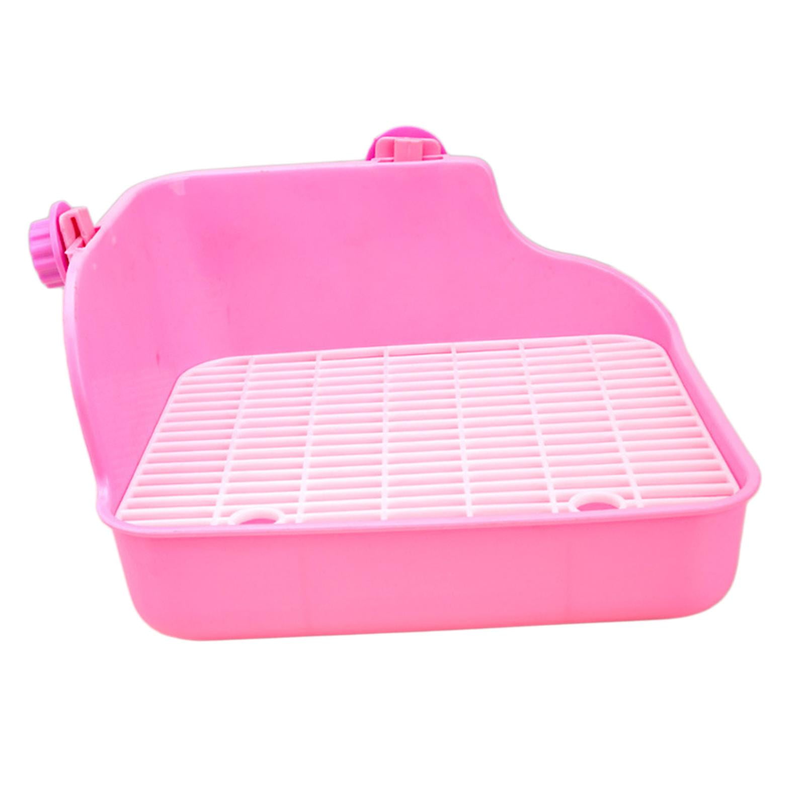Pet Rabbit Toilet Corner Cage Potty Indoor Training Cleaning Tool Pink ...