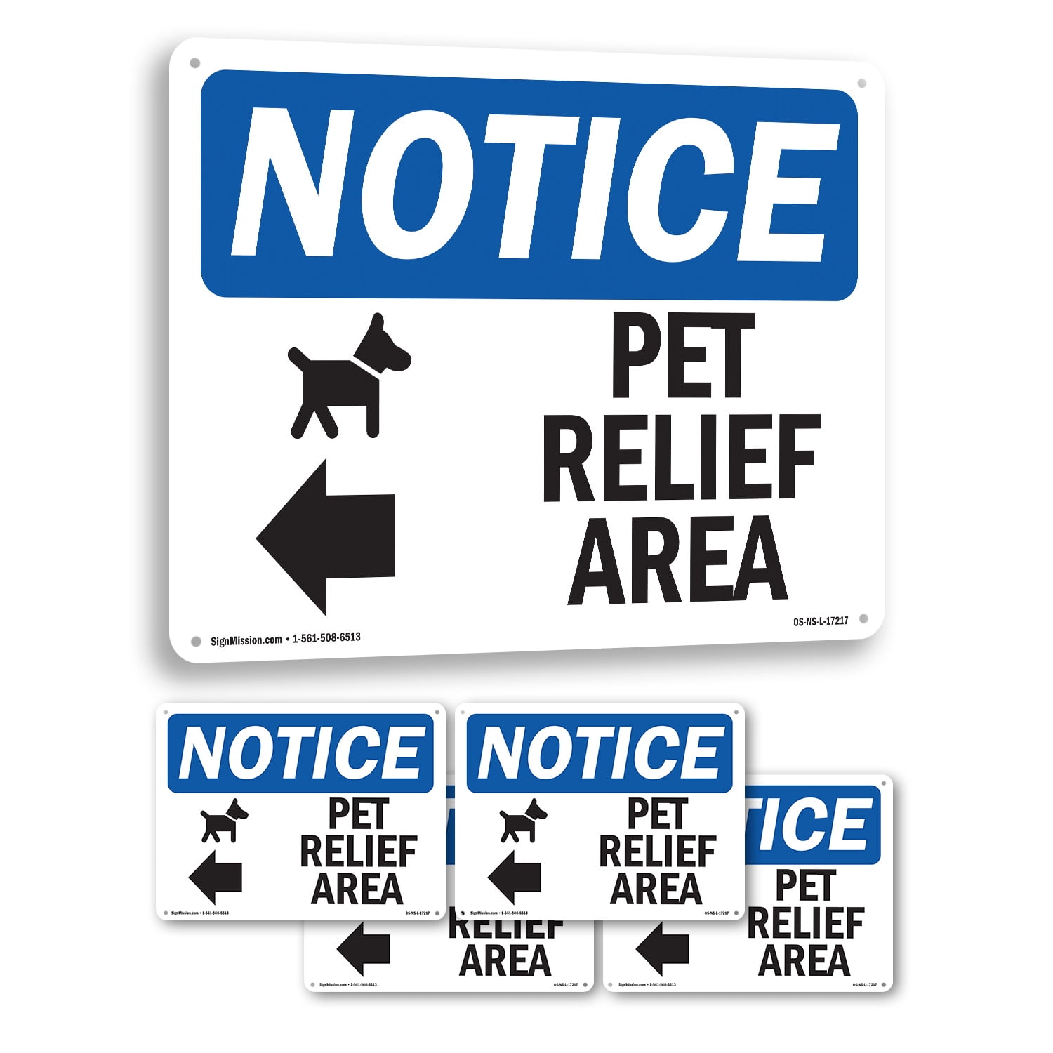 Pet Relief Area [Left Arrow] OSHA Notice Rigid Plastic Sign 14 Inch x ...