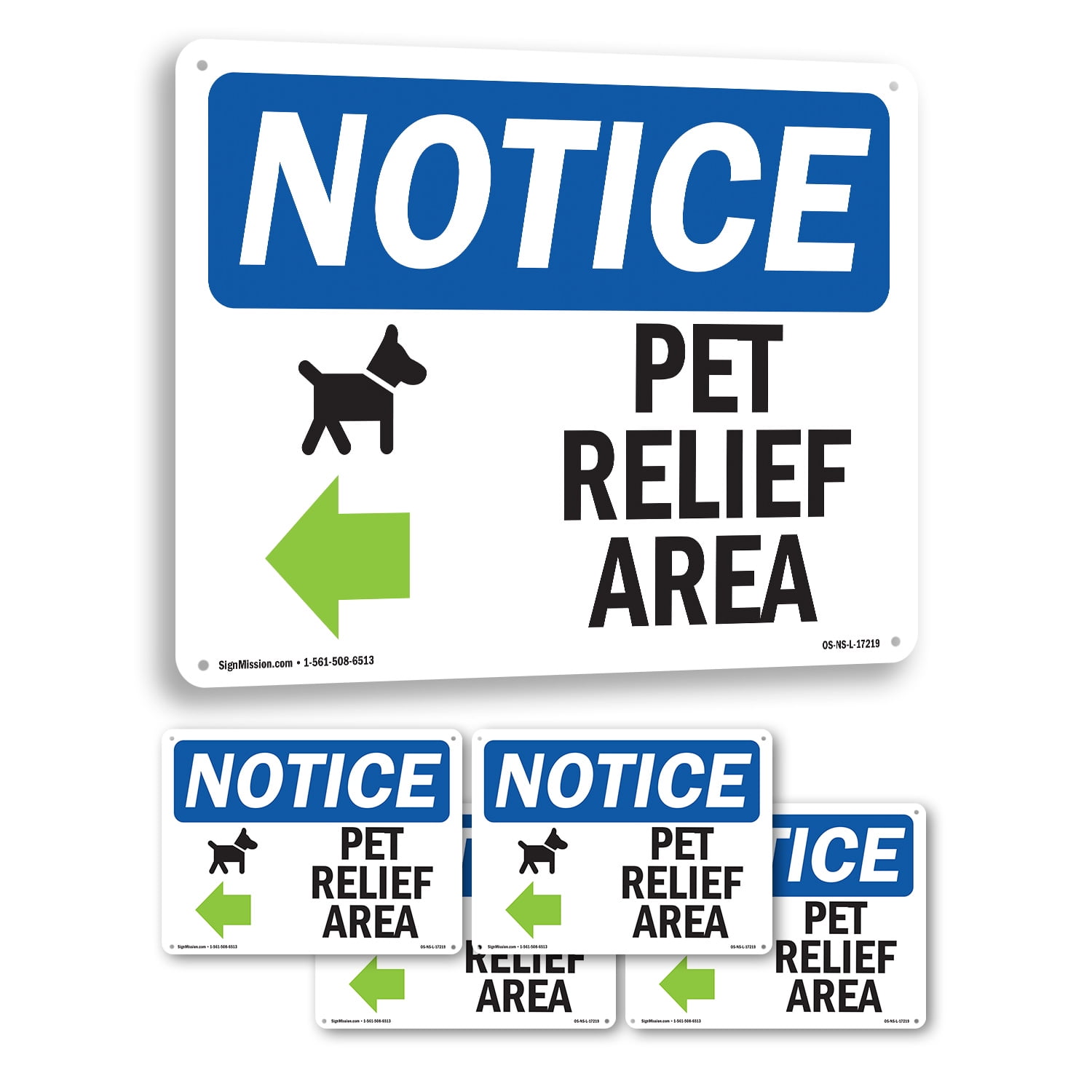 Pet Relief Area [Left Arrow] OSHA Notice Rigid Plastic Sign 18 Inch x ...