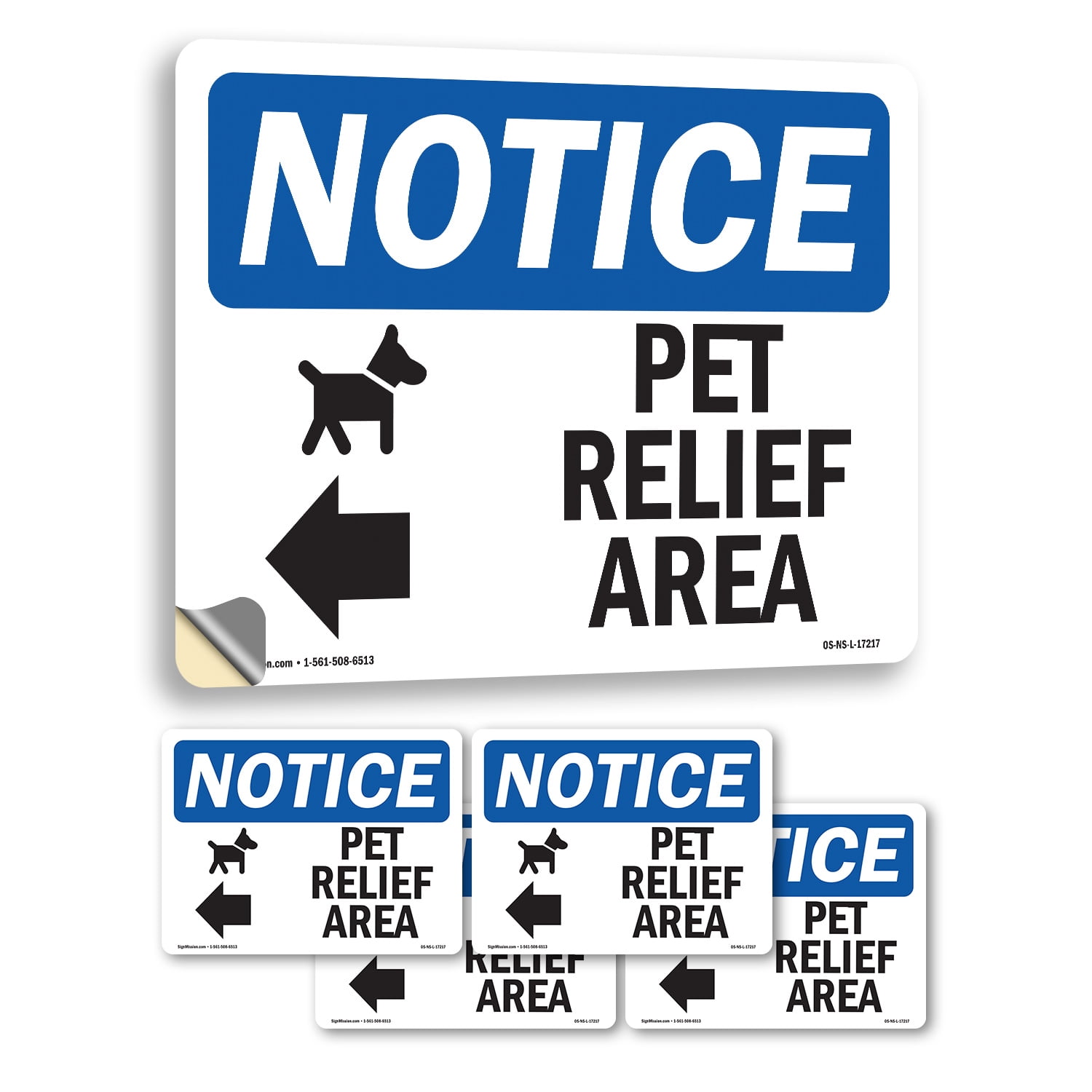 Pet Relief Area [Left Arrow] With Symbol OSHA Notice Vinyl Decal Label ...