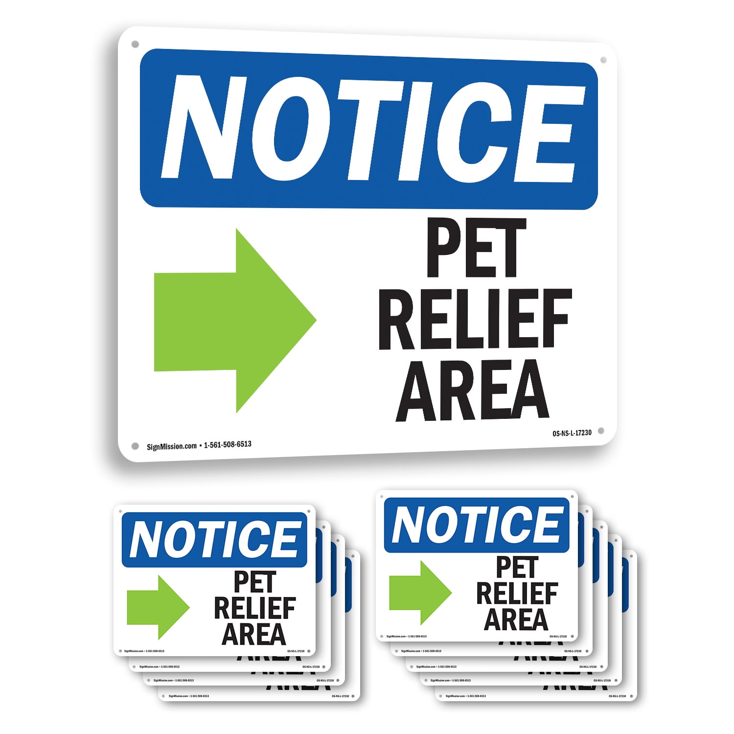 Pet Relief Area [Right Arrow] OSHA Notice Aluminum Sign 14 Inch x 10 ...