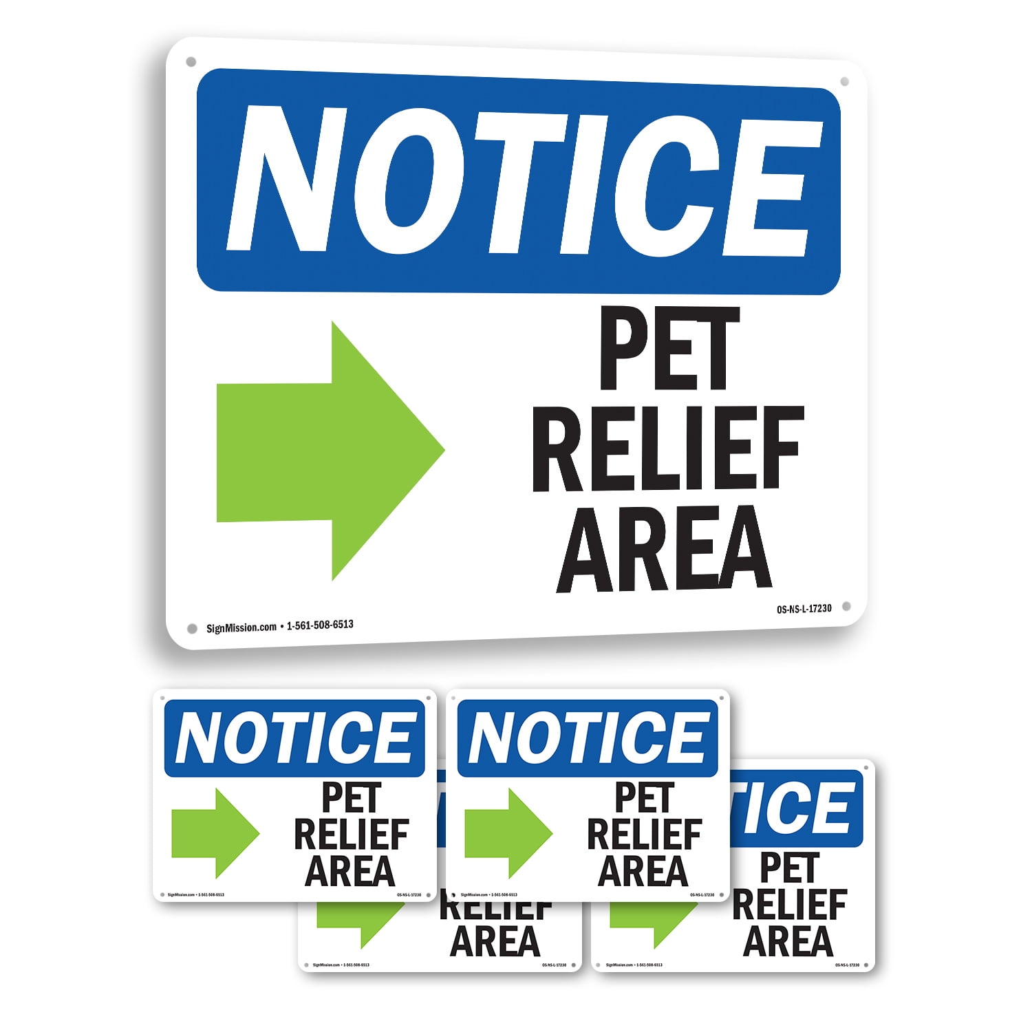 Pet Relief Area [Right Arrow] OSHA Notice Aluminum Sign 24 Inch x 18 ...