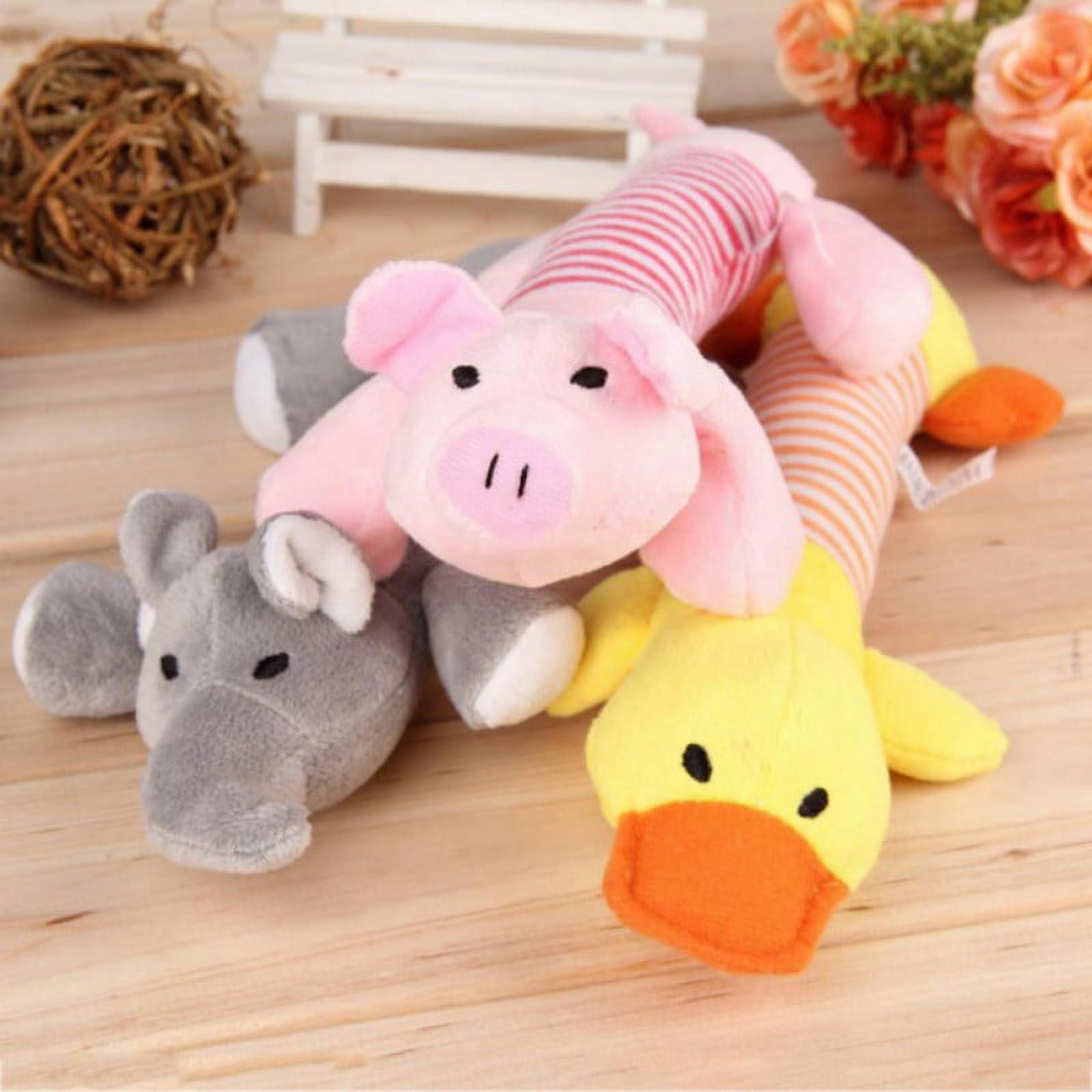 Pet Removal Boredom Stripes Animals Shapes Squeaky Plush Chew Toys for ...