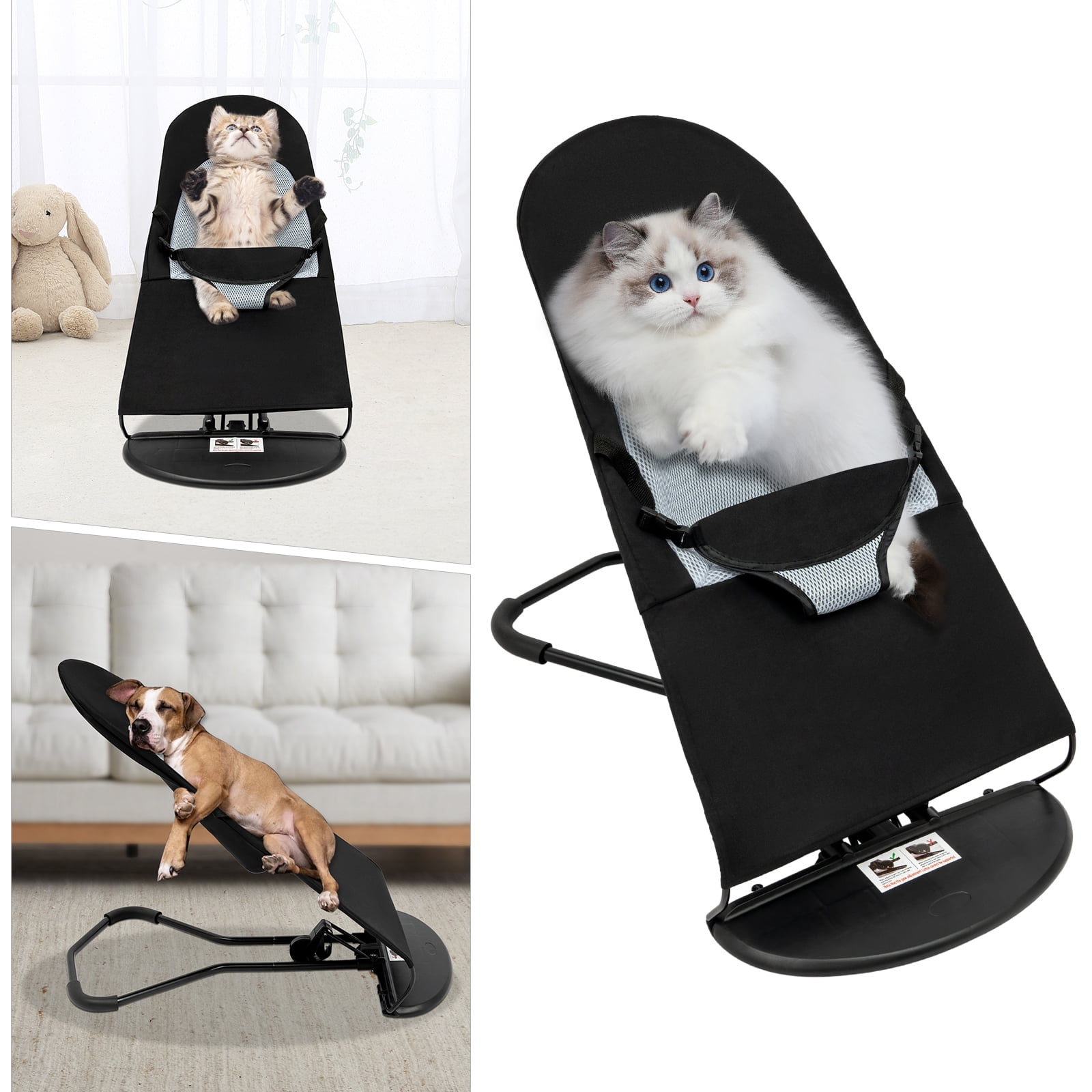 Pet Rocking Chair, Portable Dog Rocker Bed Chair 4 Modes Adjustments ...