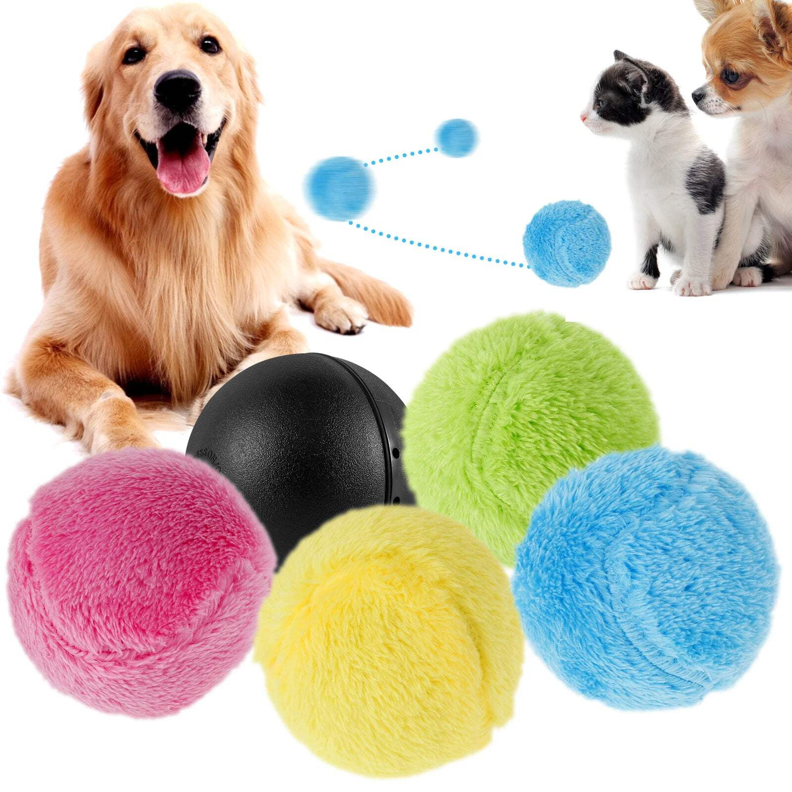 Pet Rolling Ball Toy Soft Electronic Automatic Ball Dog Toy Interactive ...
