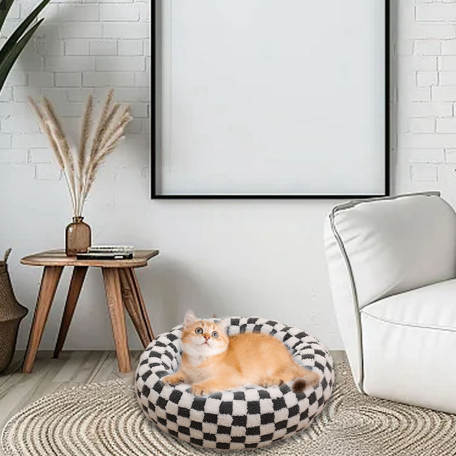 Pet Round All-Season Dog and Cat Bed for Resting and Sleeping Warm Cozy ...