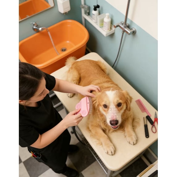 Pet Rubber Bath Brush with Soft Pins: Gentle Grooming for Dogs & Cats ...