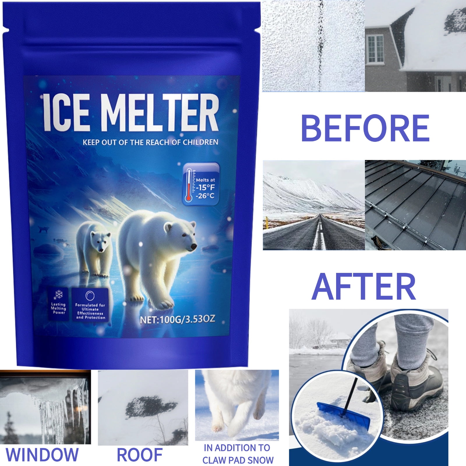 Pet Safe Eco Friendly Ice Melt, Quick Melt, Non-Corrosive, Easy Clean ...