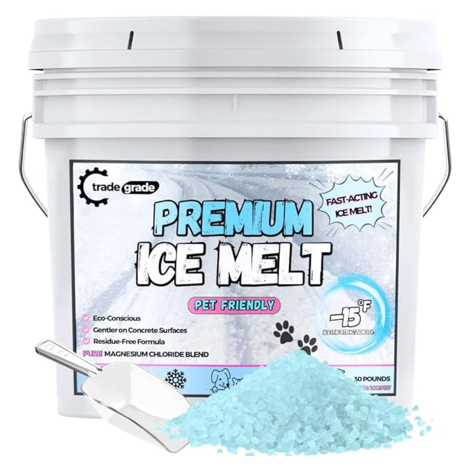 Pet Safe Ice Melt - 30lb Magnesium Chloride Bucket - Paw & Plant ...