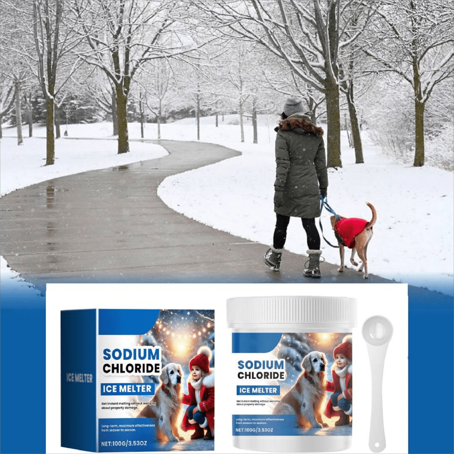 Pet Safe Ice Melt Safe for Concrete - 0.22 lb Snow Salt Ice Melt Pet Friendly, Salt for Snow and ...