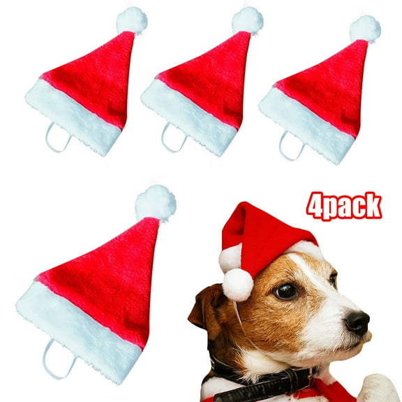Furry Plush Pet Christmas Party Hat Santa Hat for Large Dogs Cats ...
