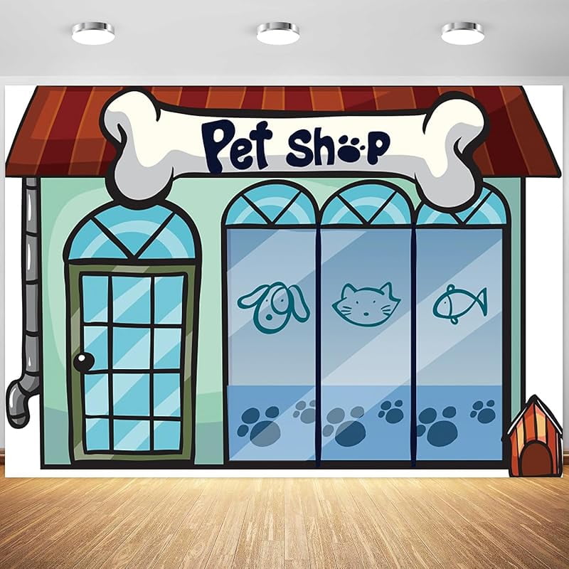 Pet Shop Backdrop Cute Pets Storefront Photography Background Kids 1st ...