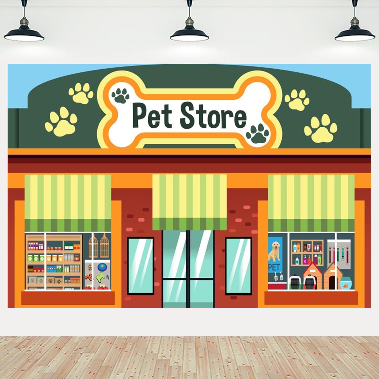 Pet Shop Backdrop Green Pet Store Photography Background Cute Dogs Cats ...