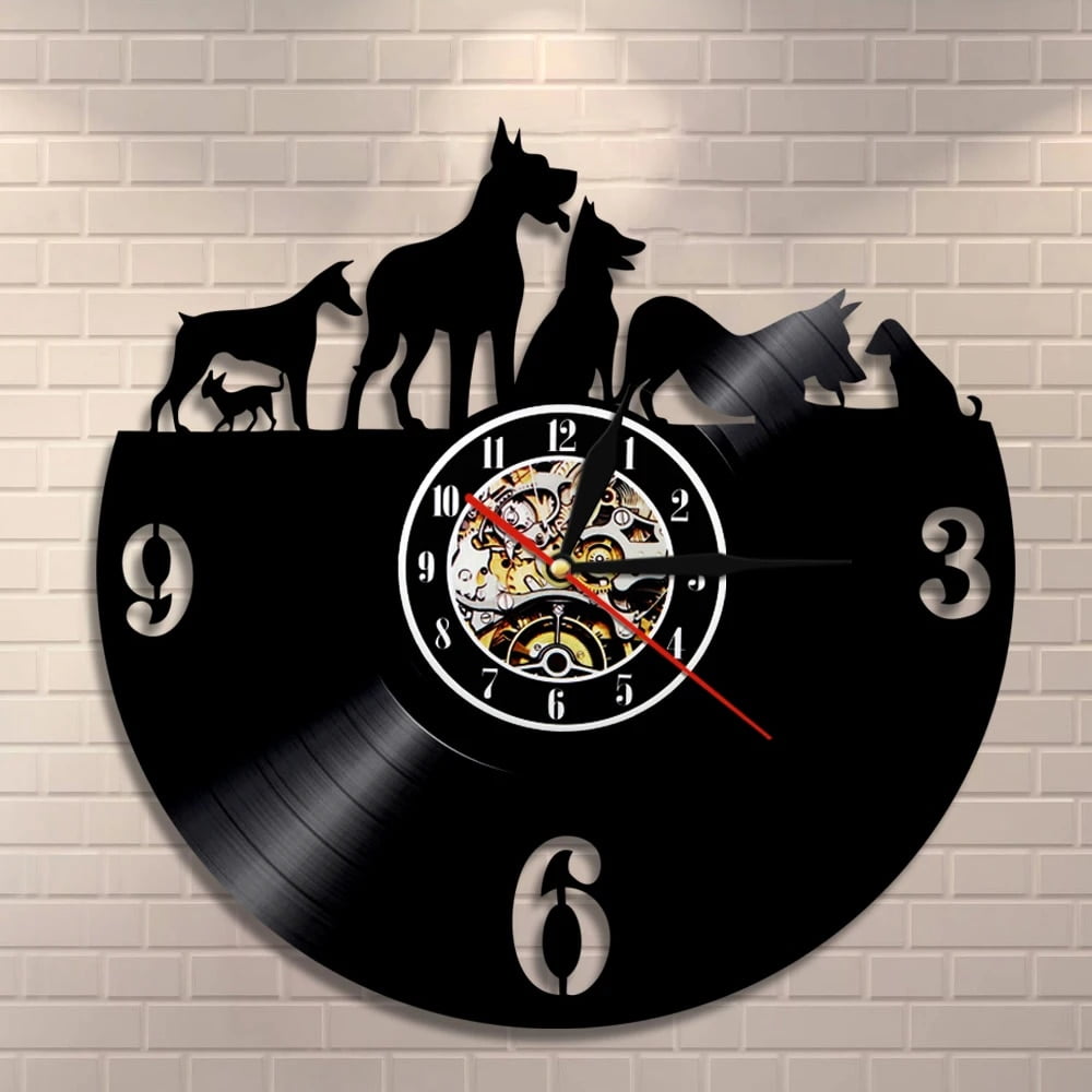 Pet Shop Dogs Vinyl Wall Clock,Vinyl Record Clock Wall Art Black ...