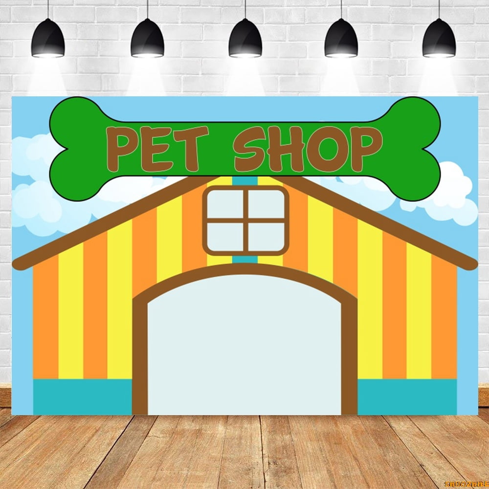 Pet Shop Theme Photographic Backdrop Animal Cartoon Cats Dog Paw ...