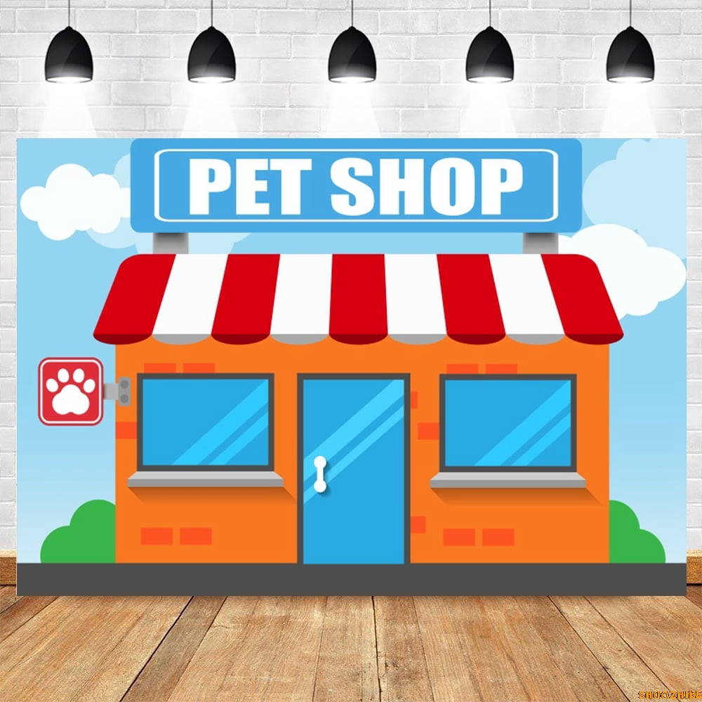 Pet Shop Theme Photographic Backdrop Animal Cartoon Cats Dog Paw ...