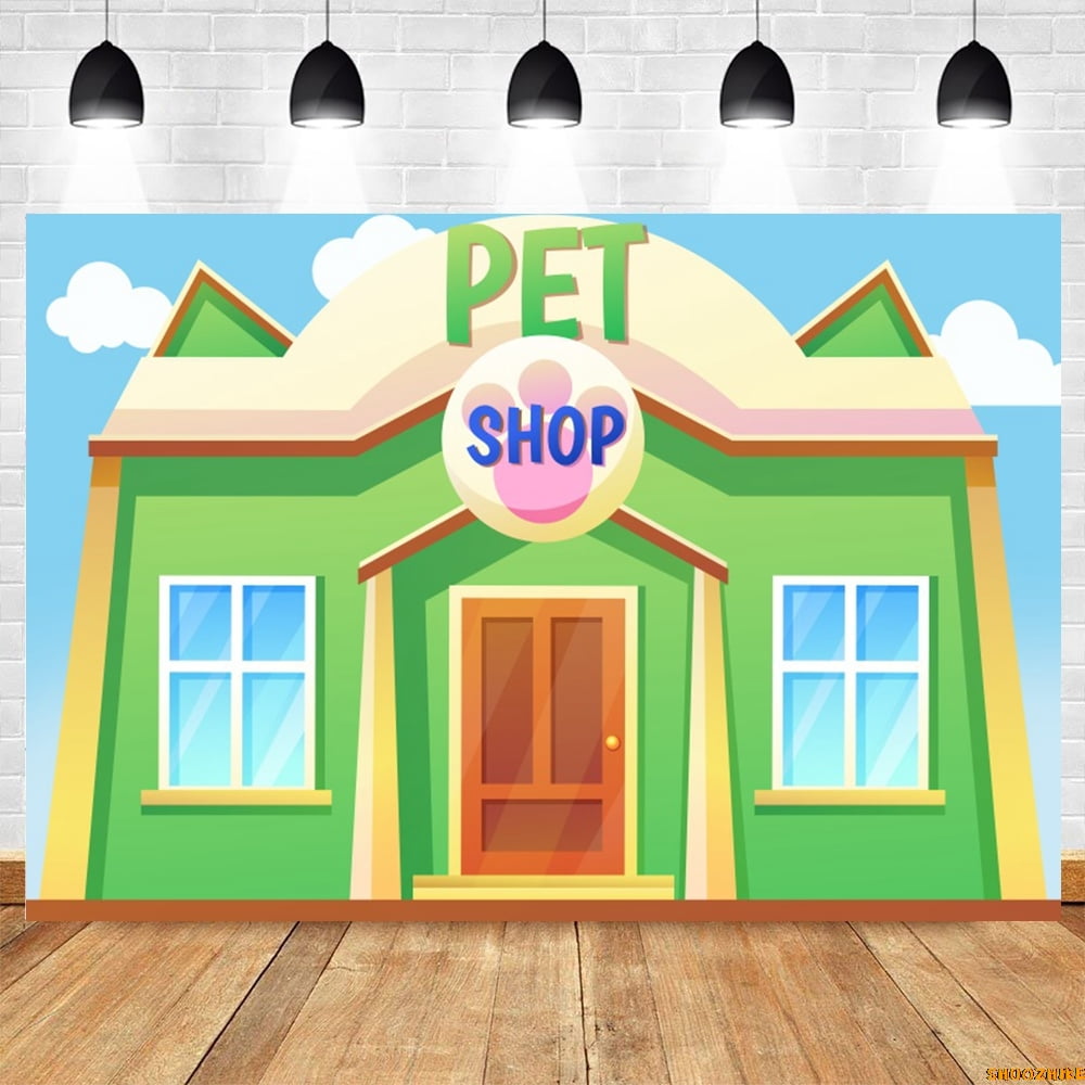 Pet Shop Theme Photographic Backdrop Animal Cartoon Cats Dog Paw ...