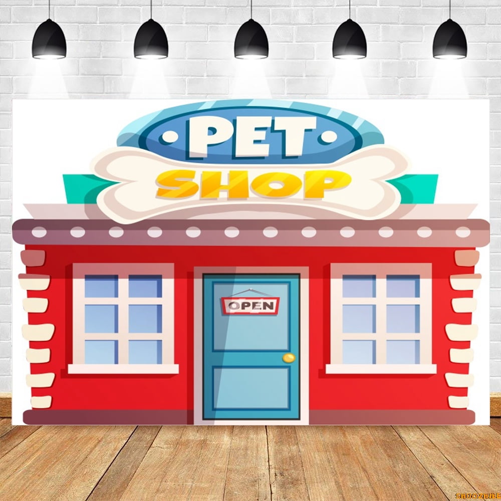 Pet Shop Theme Photographic Backdrop Animal Cartoon Cats Dog Paw ...
