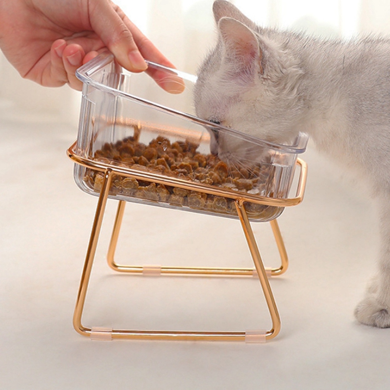 Pet Single Bowl Transparent High Foot Cat Bowl Drink Water Cat Food ...