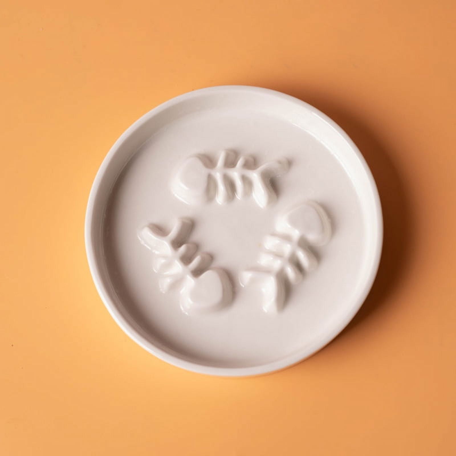 Pet Slow Food Bowl Cat Ceramic Plate Anti-Choking High-Foot Protection ...