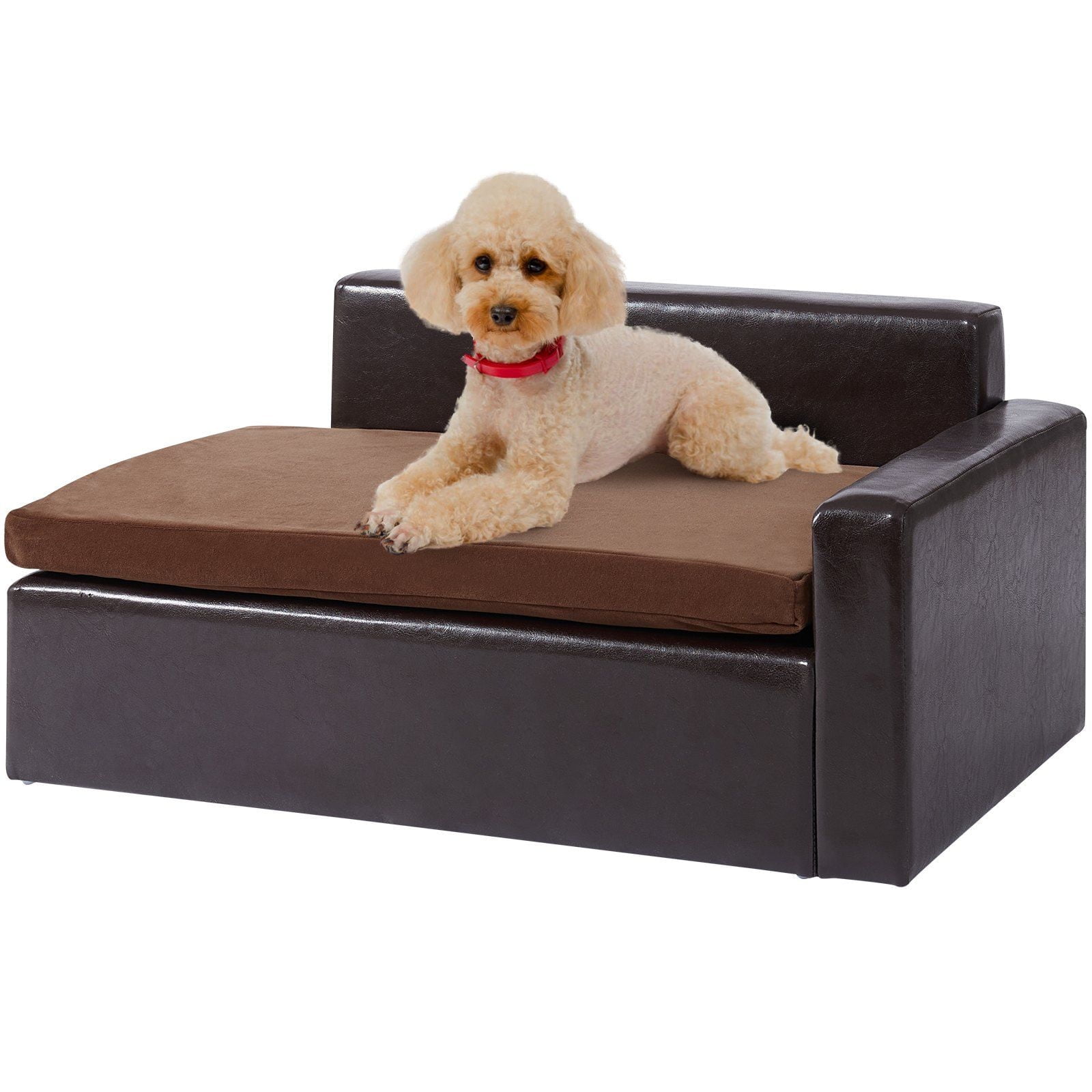 Pet Sofa, Cozy Leather Pet Sofa – Comfortable Bed for Medium Dogs ...