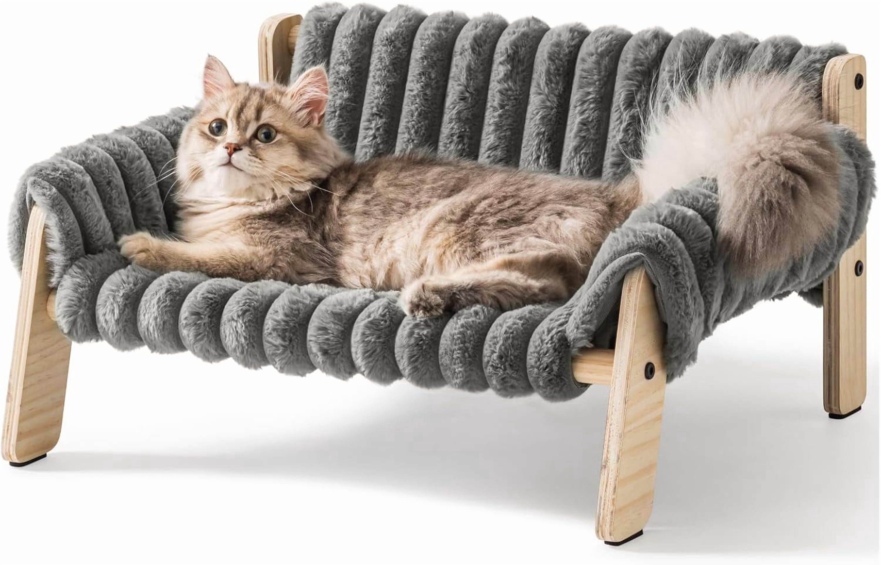 Pet Sofa for Indoor Cats Wooden Indoor Elevated Cat Beds with Removable ...