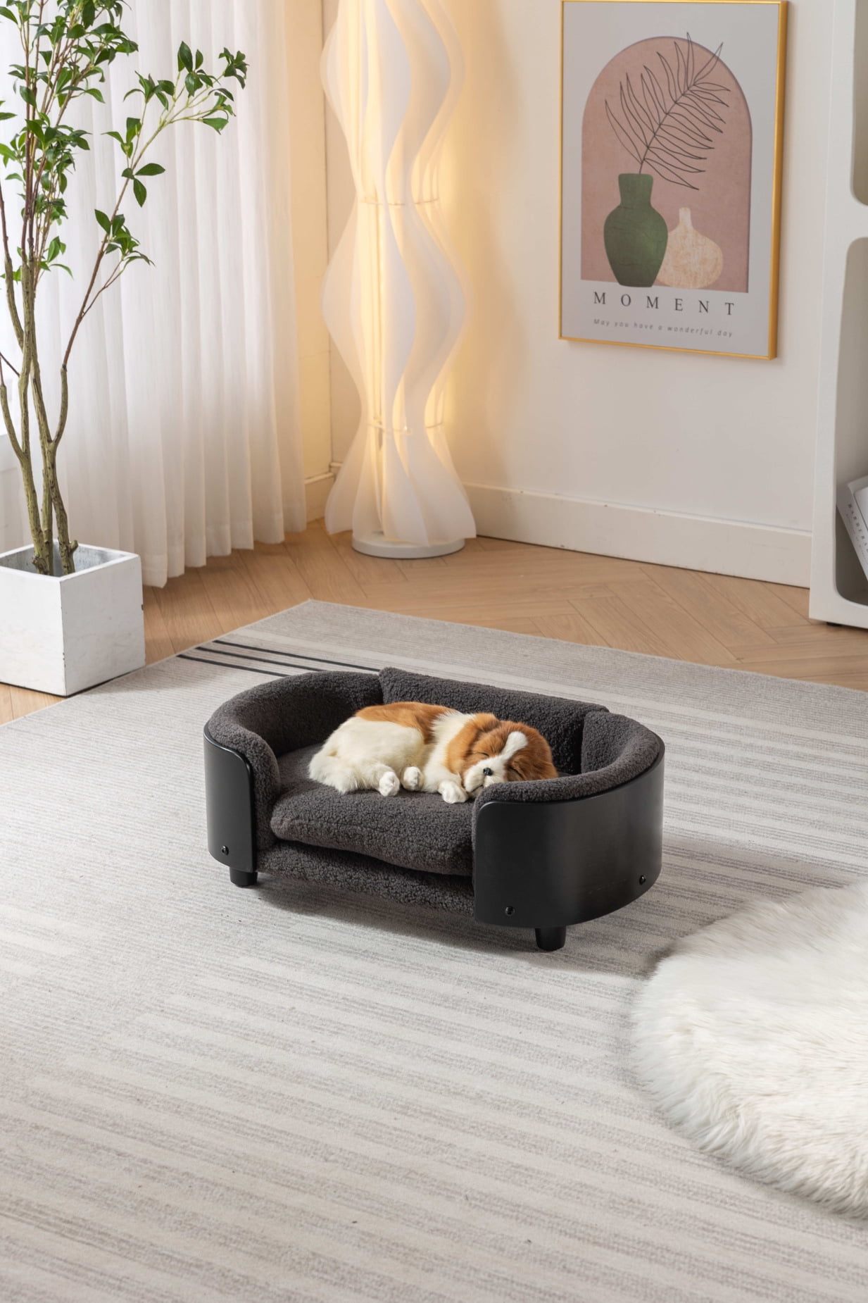 Pet Sofa Small Size, Scandinavian Style Elevated Dog Bed With Solid ...